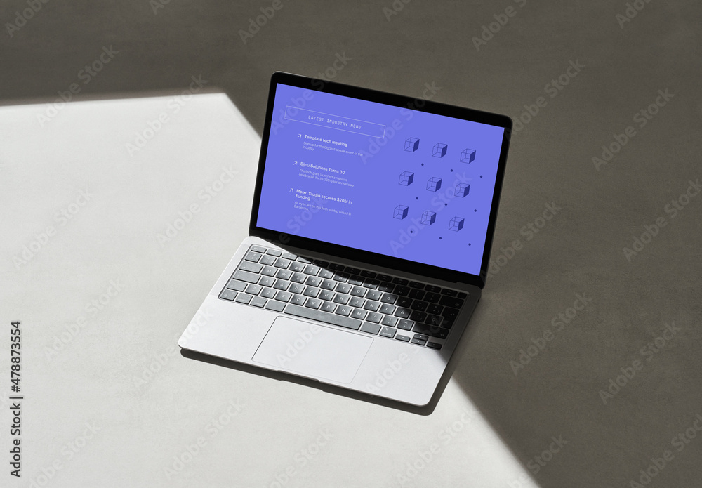 Laptop on a Grey Background with Shadows Stock Template | Adobe Stock