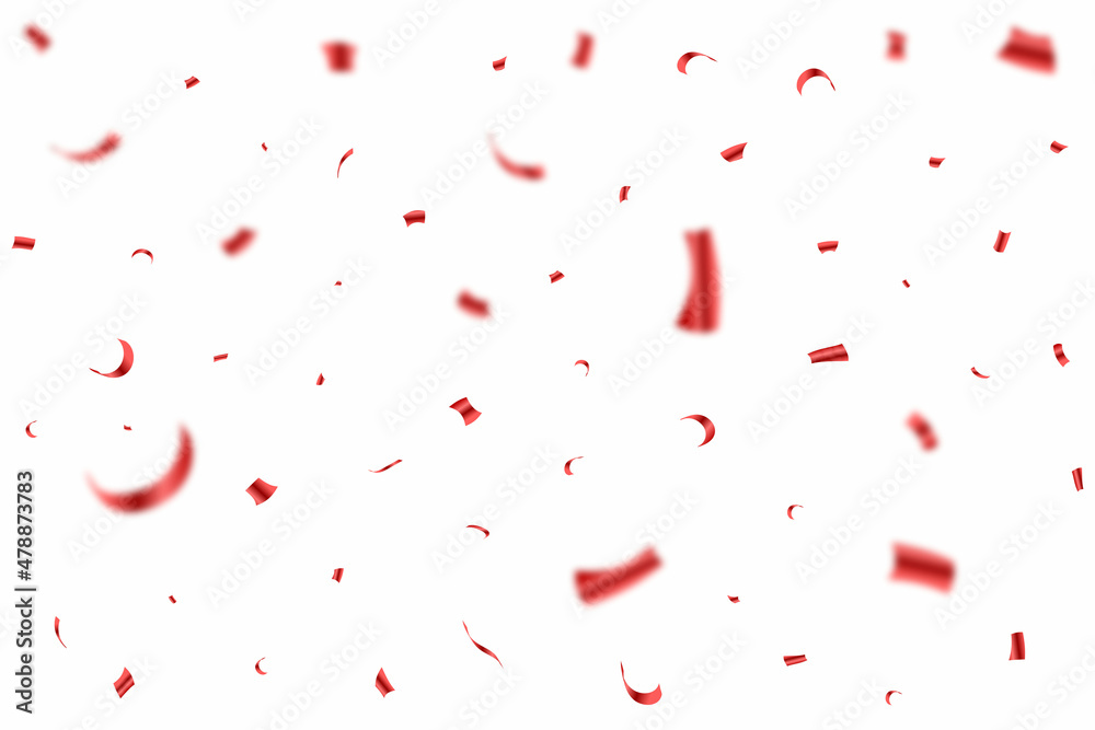 Shiny red confetti falling isolated on transparent background. Festival ...