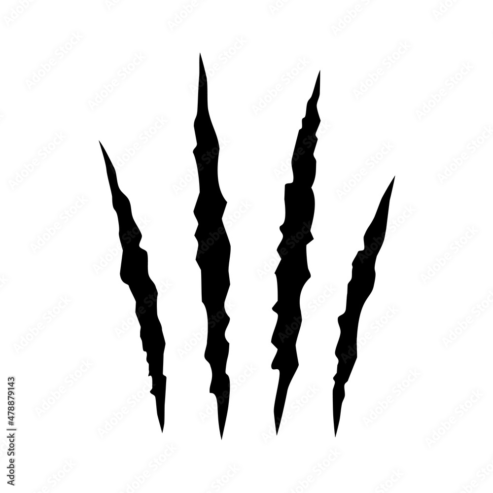 Animal silhouette claw paw marks, scratches, talons cuts cat, tiger ...