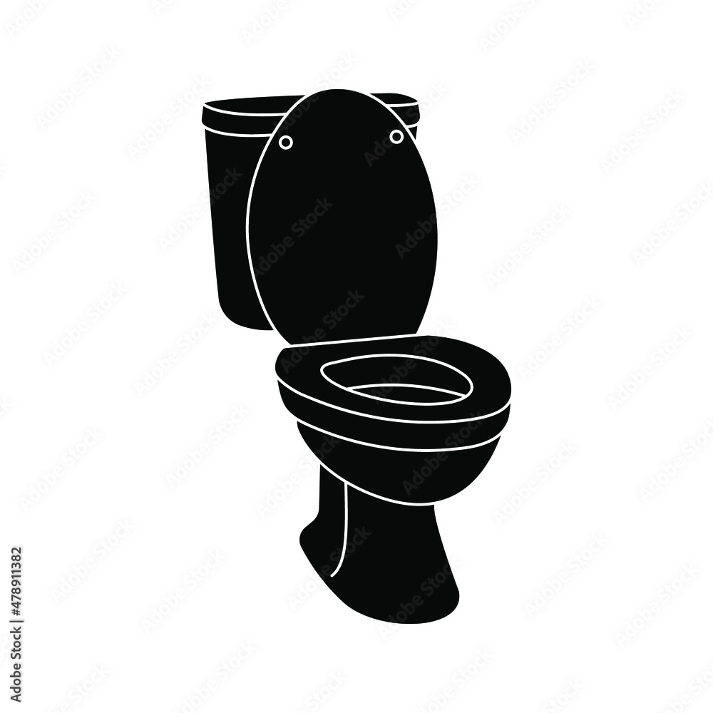 toilet sit icon. Toilet bowl cartoon drawing. vector illustration ...