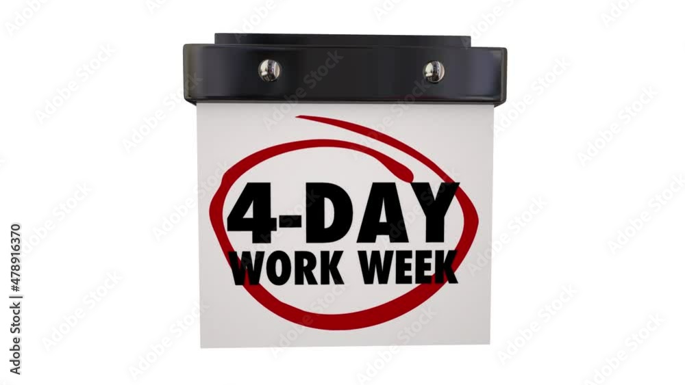 4-Day Work Week Calendar New Changed Schedule Fewer Days 3d Animation ...