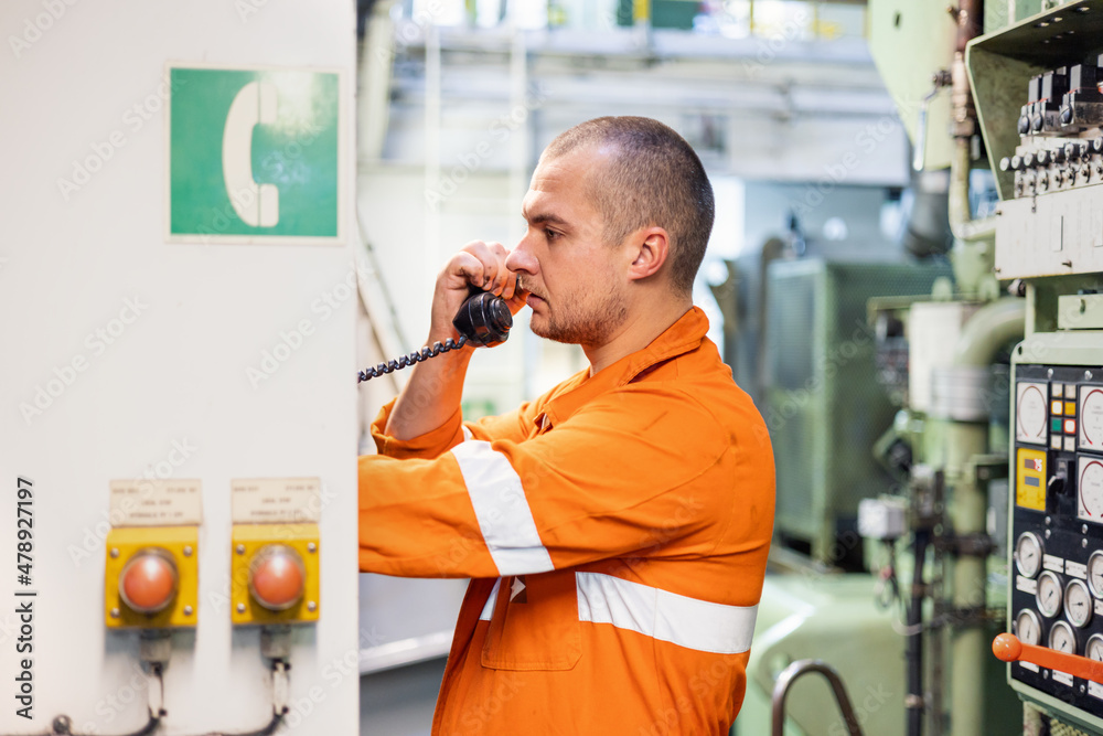 engineer officer calling ship's bridge Stock Photo | Adobe Stock