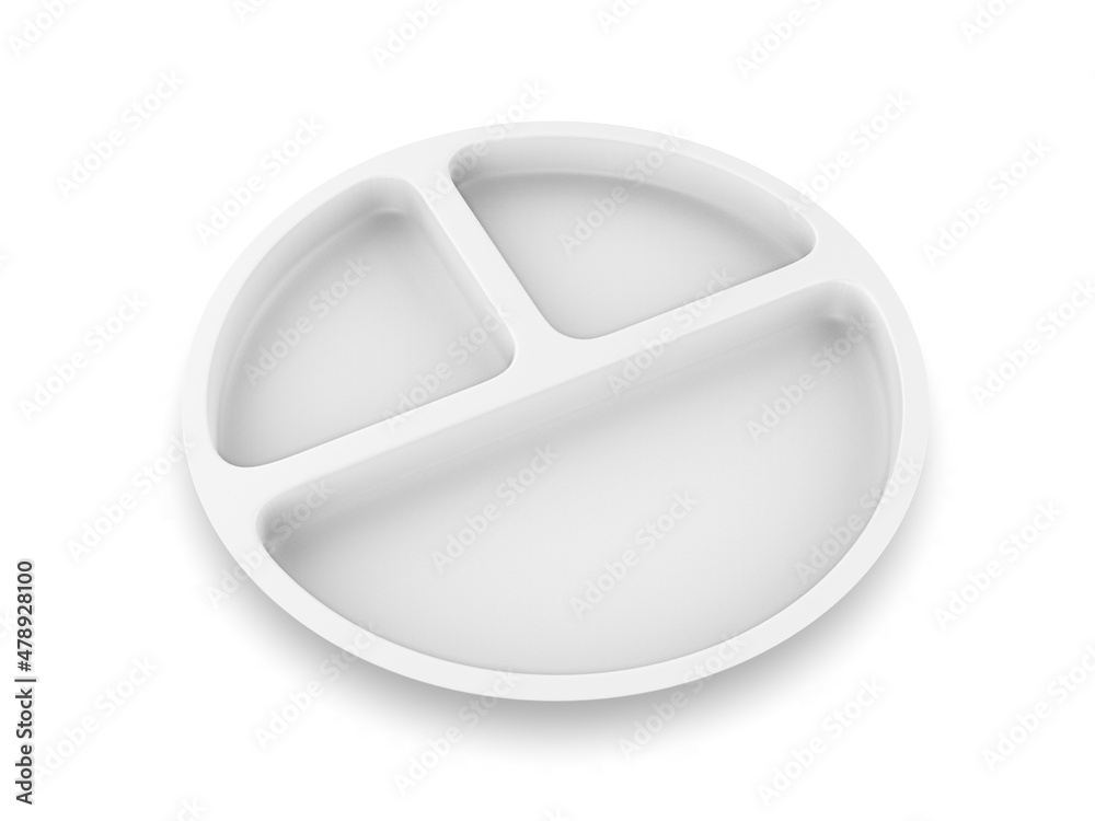Blank divided compartment food tray plate template. 3d render ...