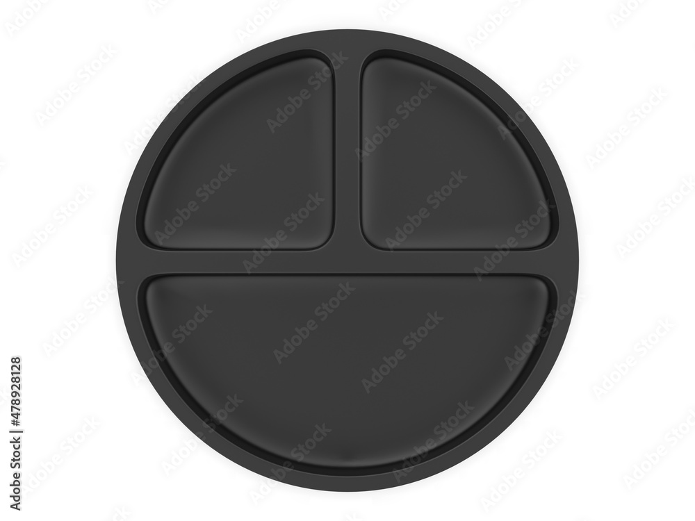 Blank divided compartment food tray plate template. 3d render ...