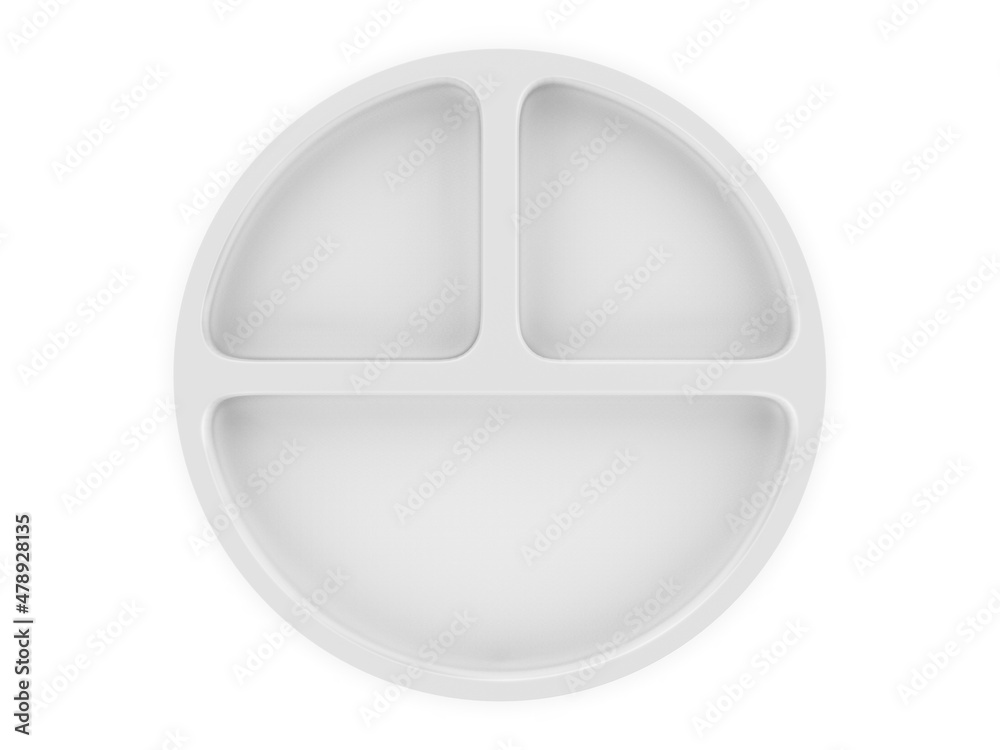 Blank divided compartment food tray plate template. 3d render ...