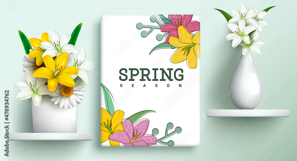 Spring season vector concept design. Spring text in painting wall ...