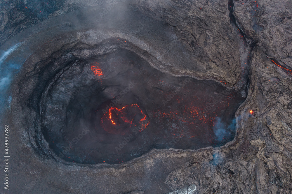 Lava on slope of volcano Stock Photo | Adobe Stock