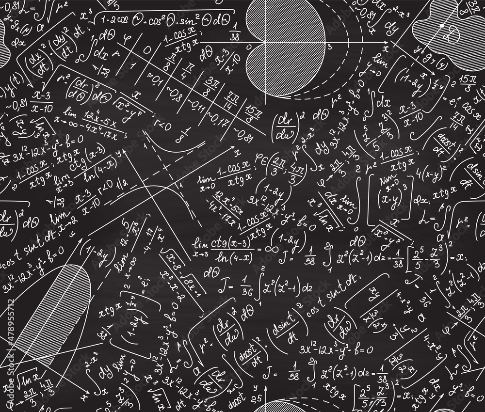 Scientific math vector seamless background with handwritten shuffled ...