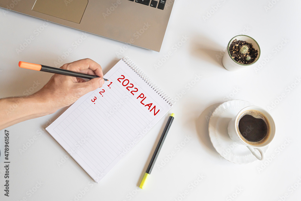 2022 plan notebook list concept. new year plan. 2022 Writing plan in ...