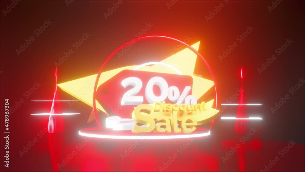 Sale Discount 20% 3d Background | Metallic Red, Yellow, 3d Background ...