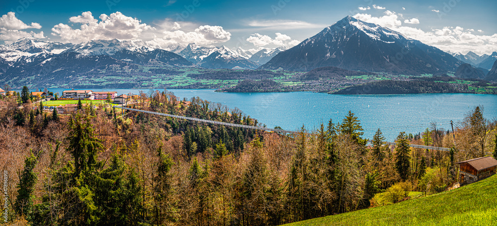 Panorama Bridge Sigriswil - pedestrian suspension bridge over the Gummi ...