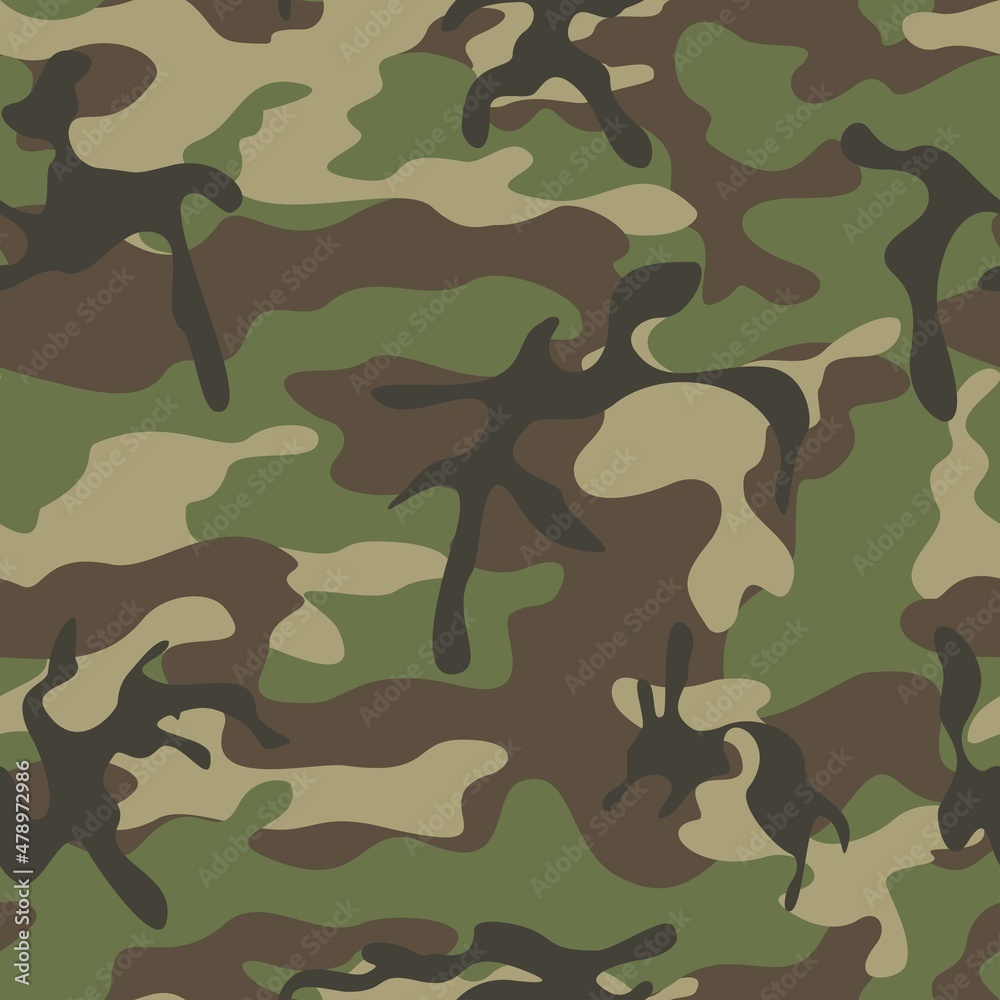 Military pattern camouflage army uniform, seamless forest texture ...