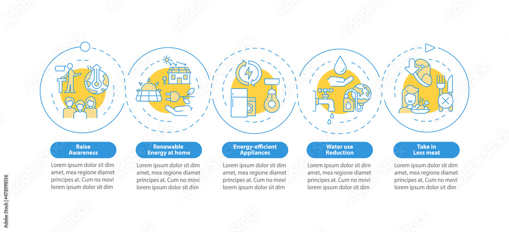 Preventing climate change blue circle infographic template. Data ...