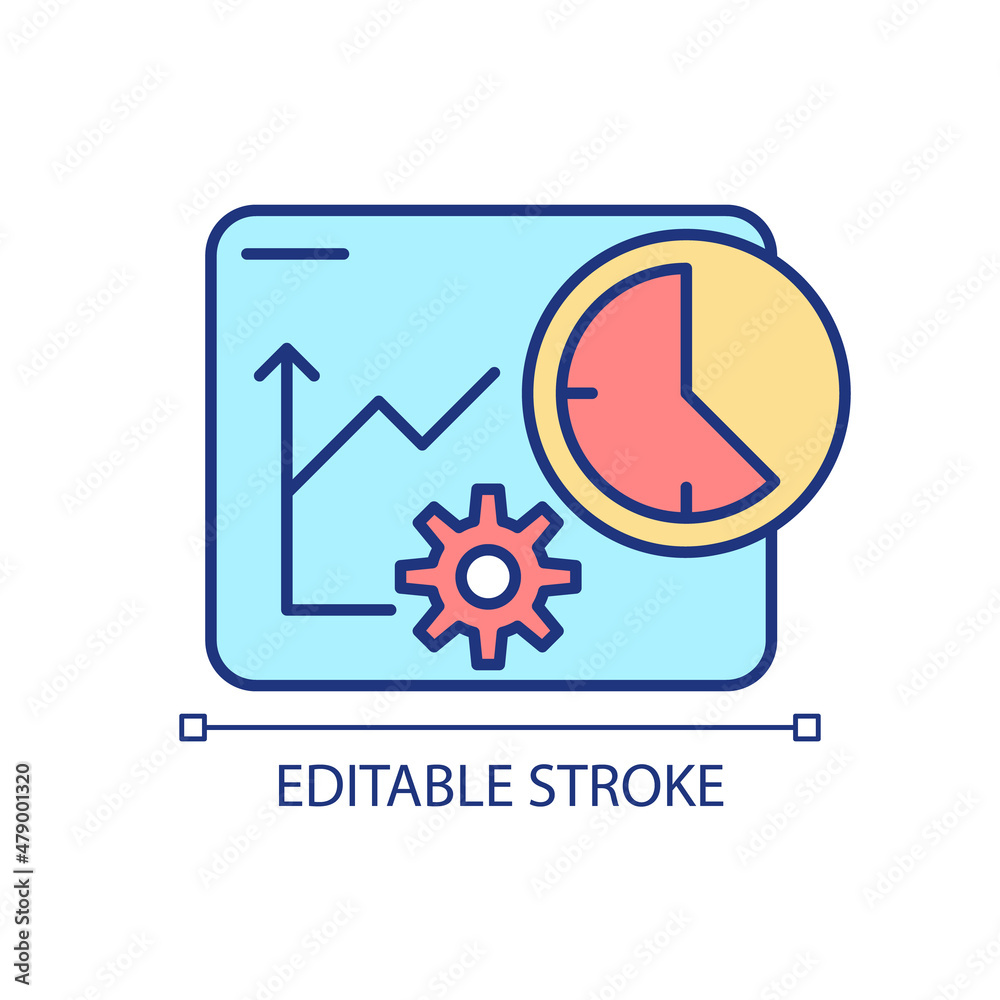 Increasing productivity with time tracker GB color icon. Boosting ...