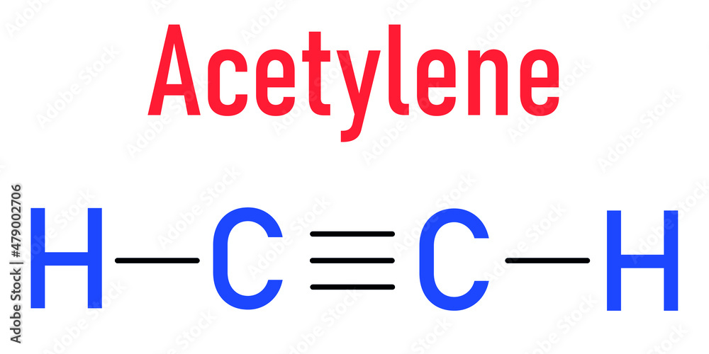 Acetylene or ethyne molecule. Used in oxy-acetylene welding. Skeletal ...