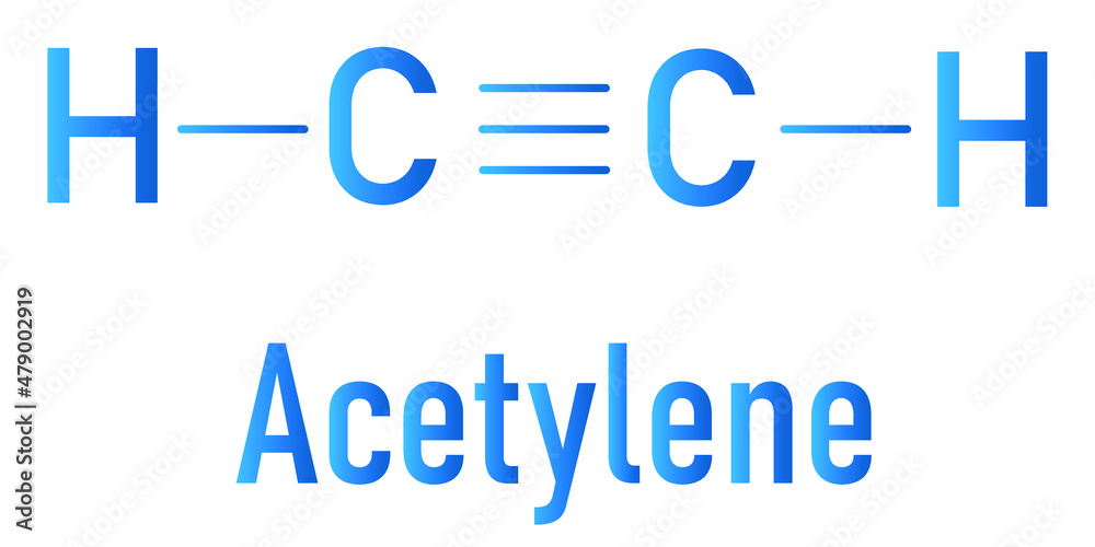 Acetylene or ethyne molecule. Used in oxy-acetylene welding. Skeletal ...