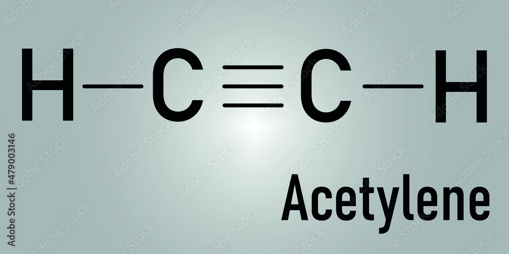 Acetylene or ethyne molecule. Used in oxy-acetylene welding. Skeletal ...