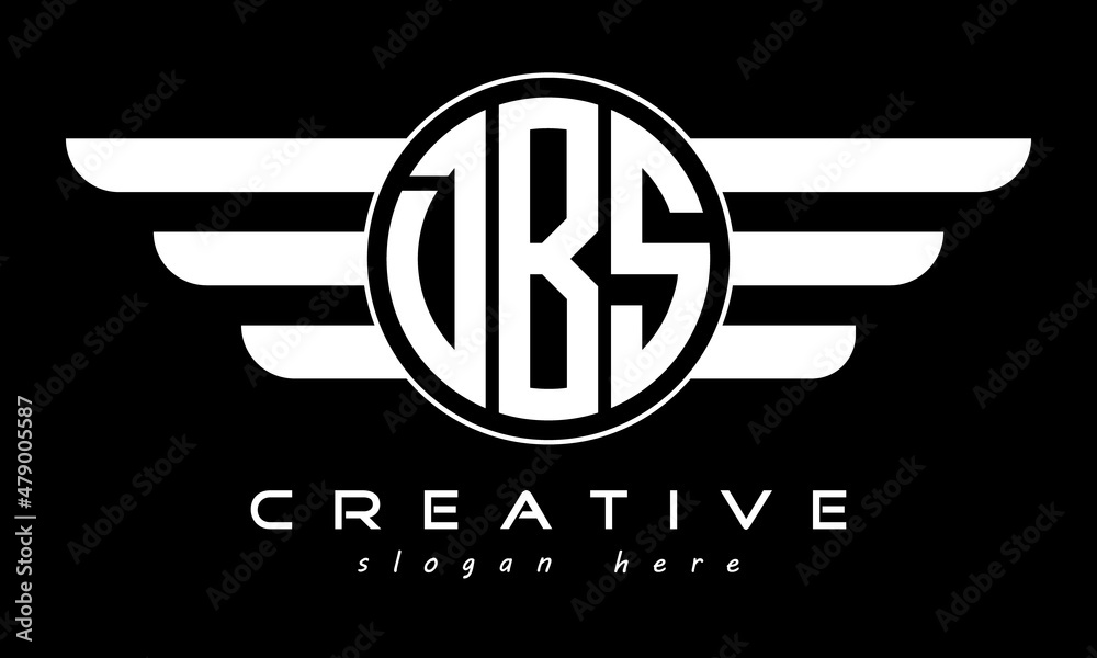 DBS three letter monogram type circle letter logo with wings vector ...