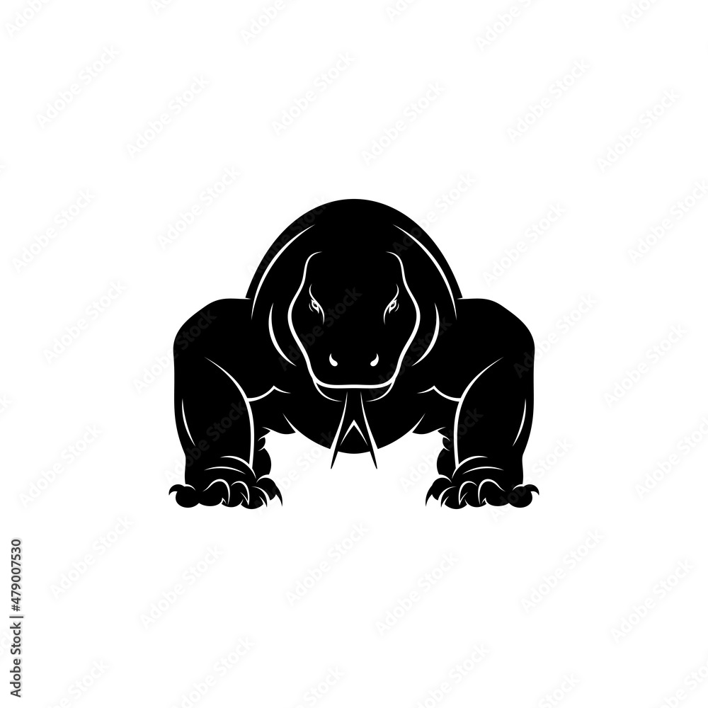 Komodo dragon silhouette with abstract shape attractive design ...