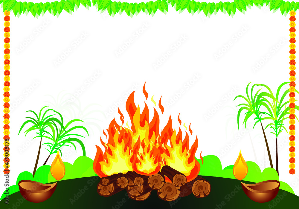 Traditional bonfire lit for the auspicious festival of bhogi or lohri ...