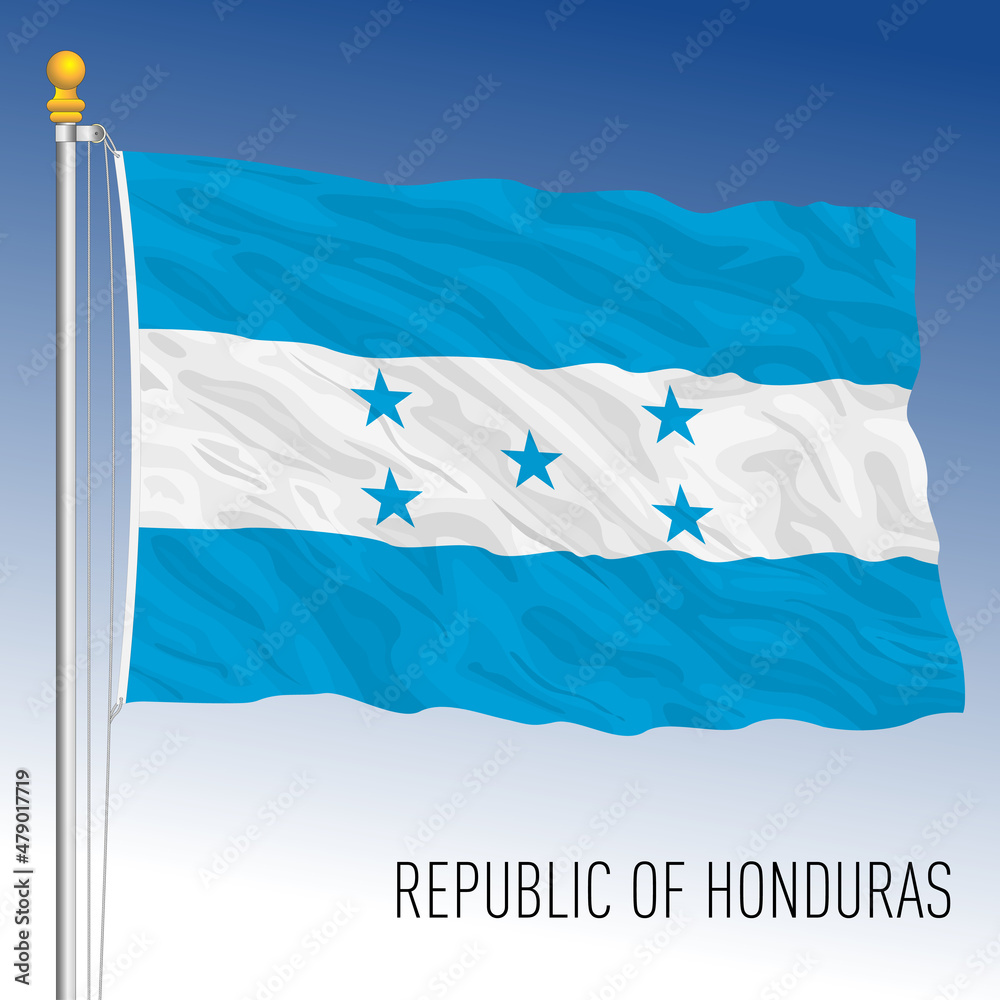Honduras official national flag and coat of arms, central america, new ...