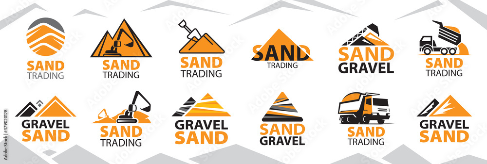 Vector logo of sand mining and trading Stock Vector | Adobe Stock