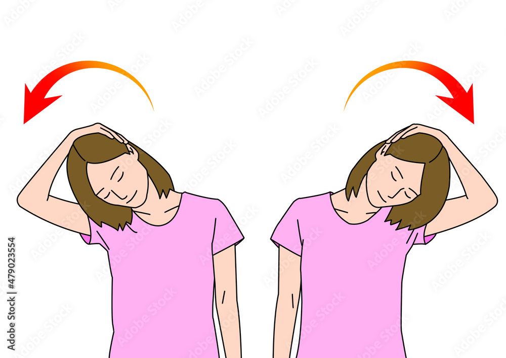 首 ストレッチ 女性 イラスト Stock イラスト Adobe Stock