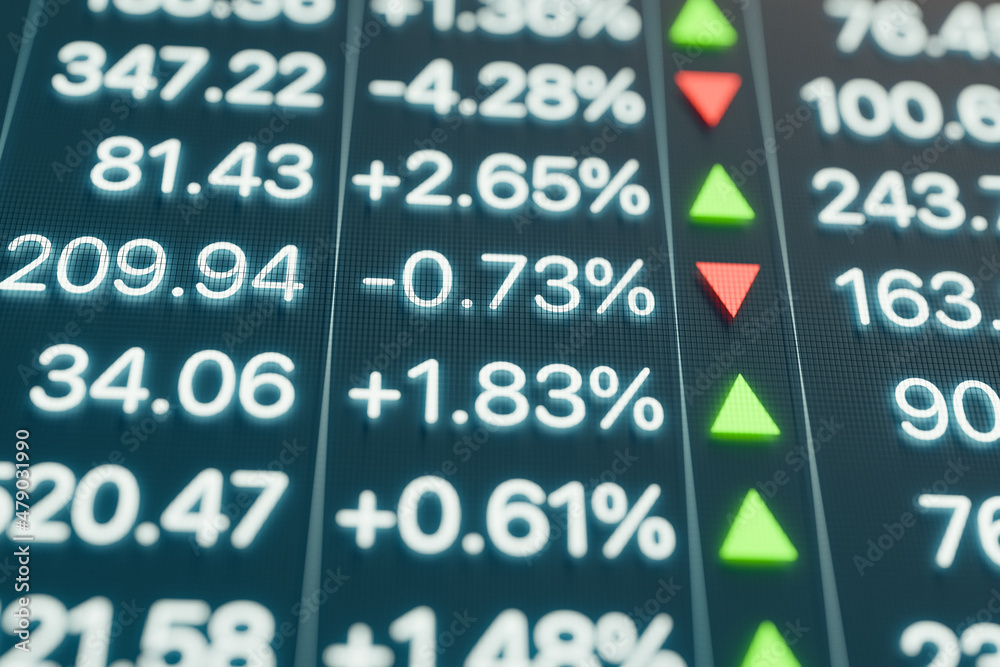 Stock market data, finical figures, quotes, prices and numbers with ...