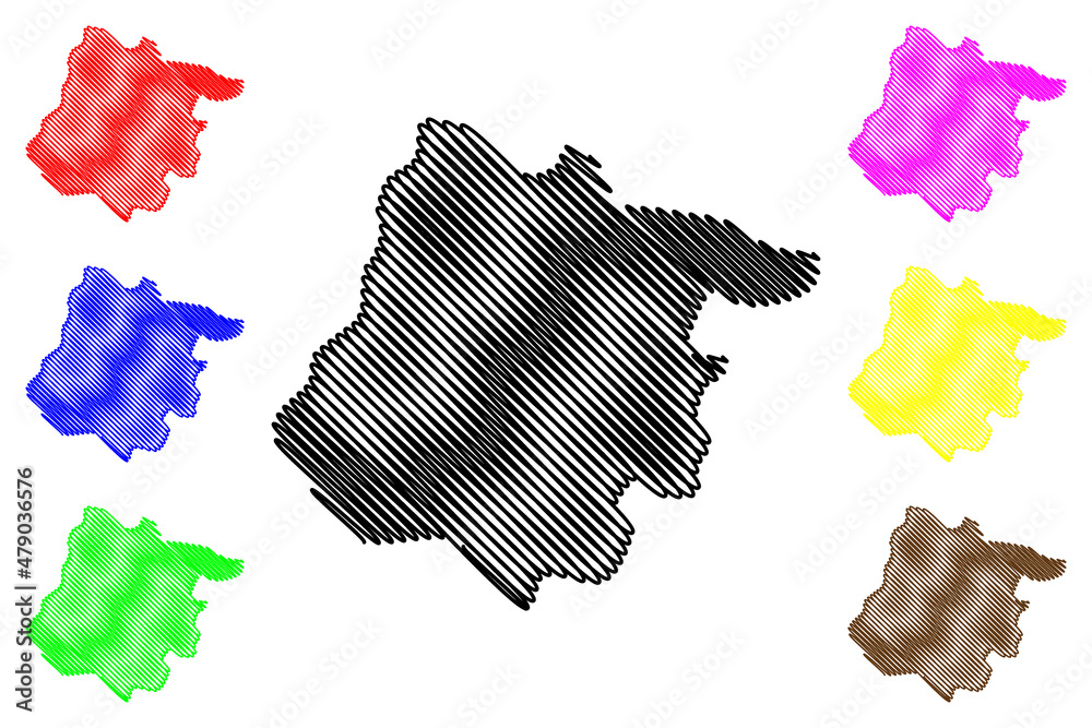 Tenkasi district (Tamil Nadu State, Republic of India) map vector ...