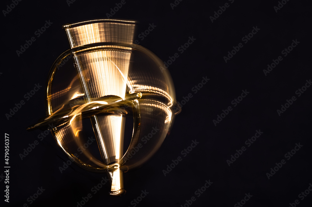 Abstract Metallic Image Caused by the Spinning of a Golden Gyroscope ...