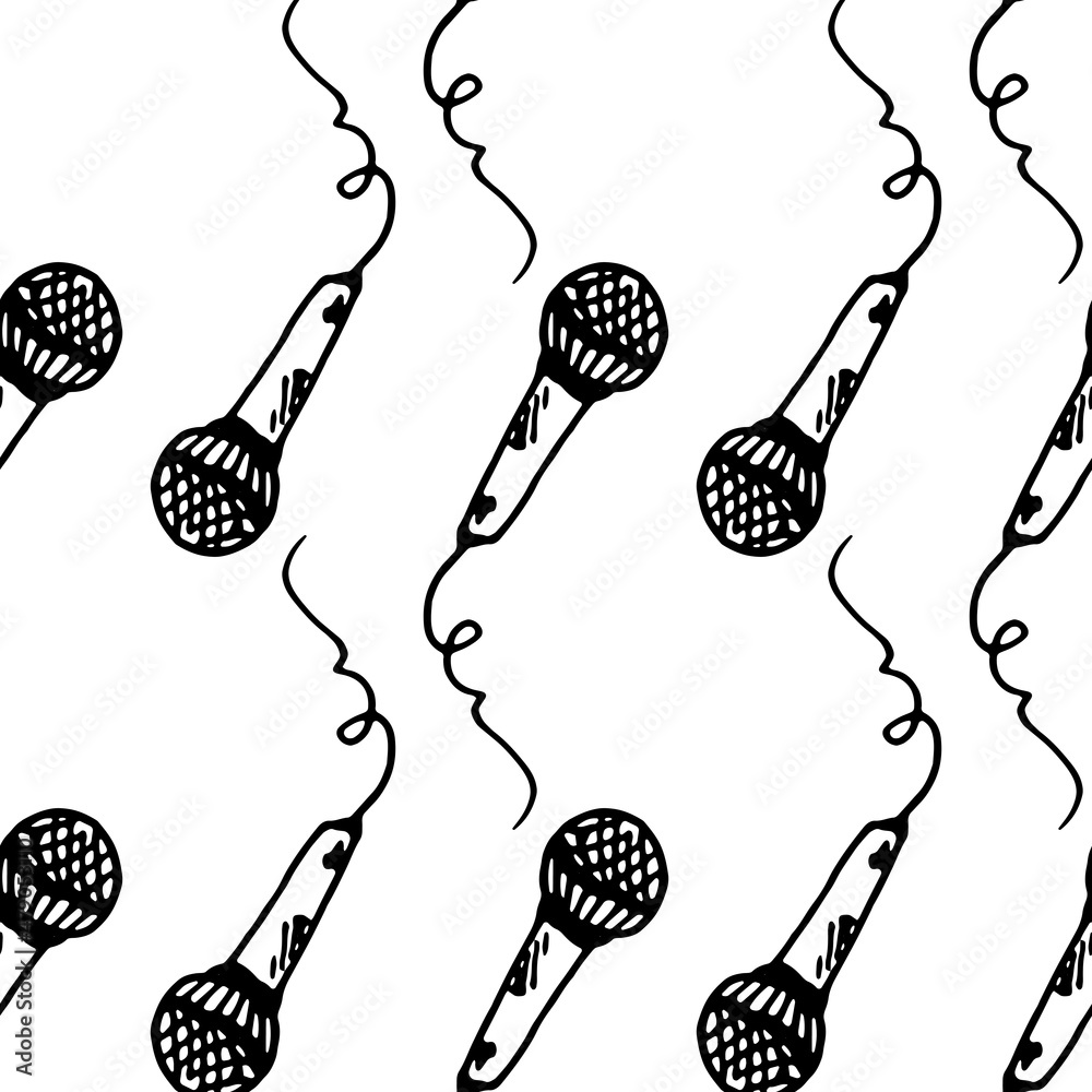 pattern with microphone. seamless pattern of vintage microphone with ...