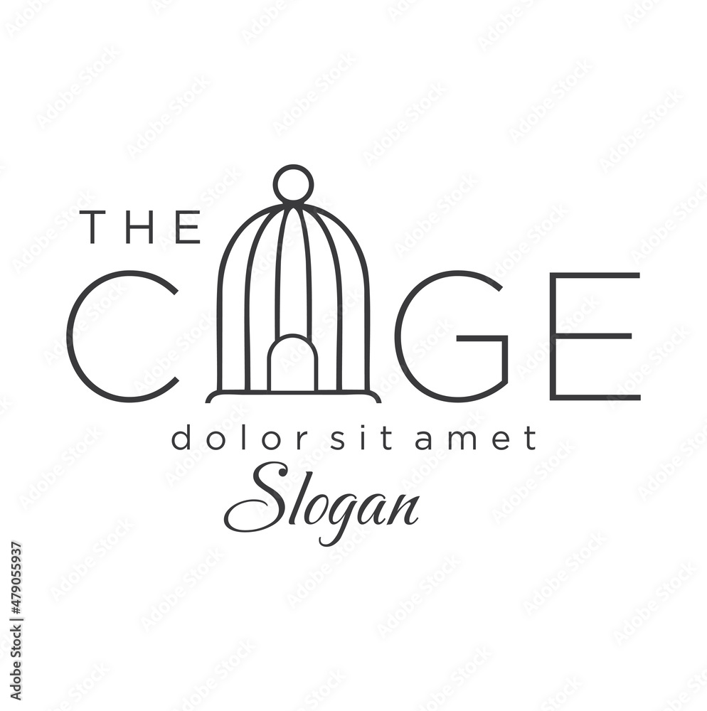 Cage Logo In Modern Line Style Black Outline Pictogram For Web Site ...