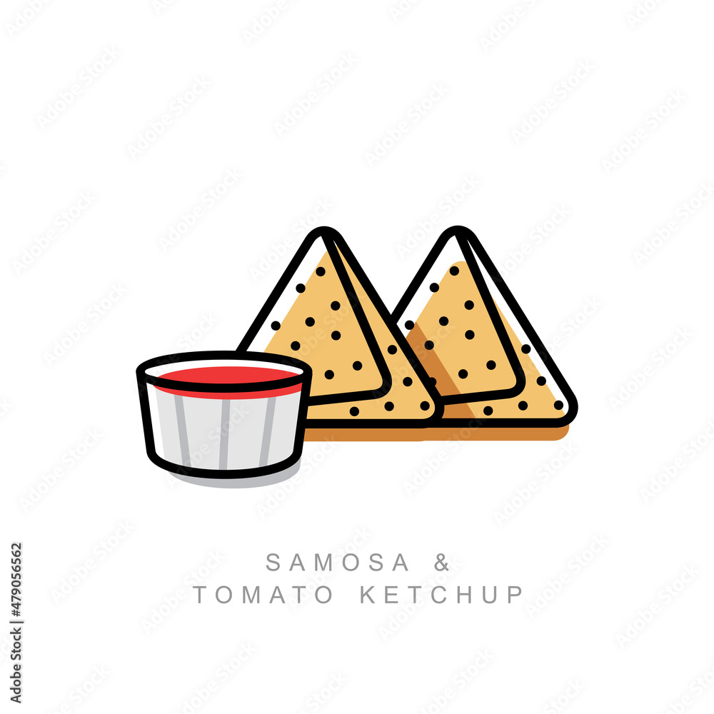 Samosa is a baked and fried indian snack with tomato ketchup simple ...