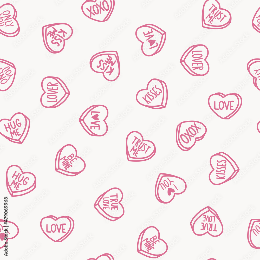 Pink Candy Hearts Wallpaper