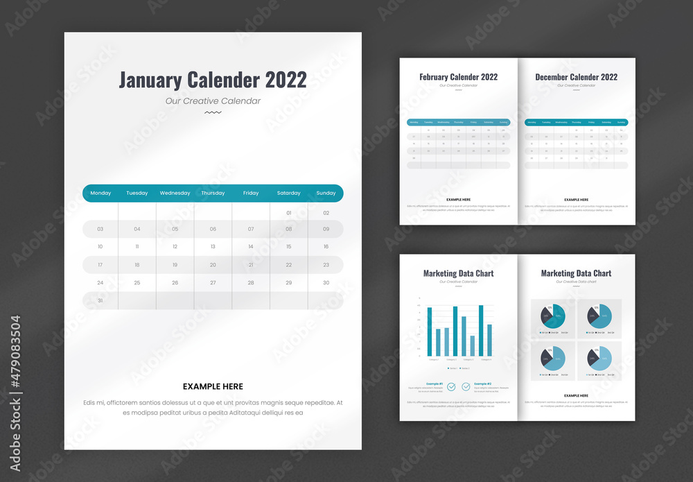 Data Chart with 2022 Calendar Layout Stock Template | Adobe Stock