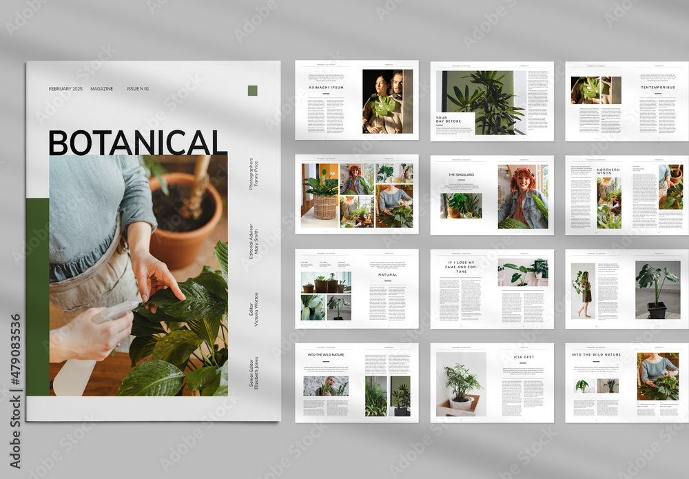 Botanic Magazine Layout Stock Template | Adobe Stock