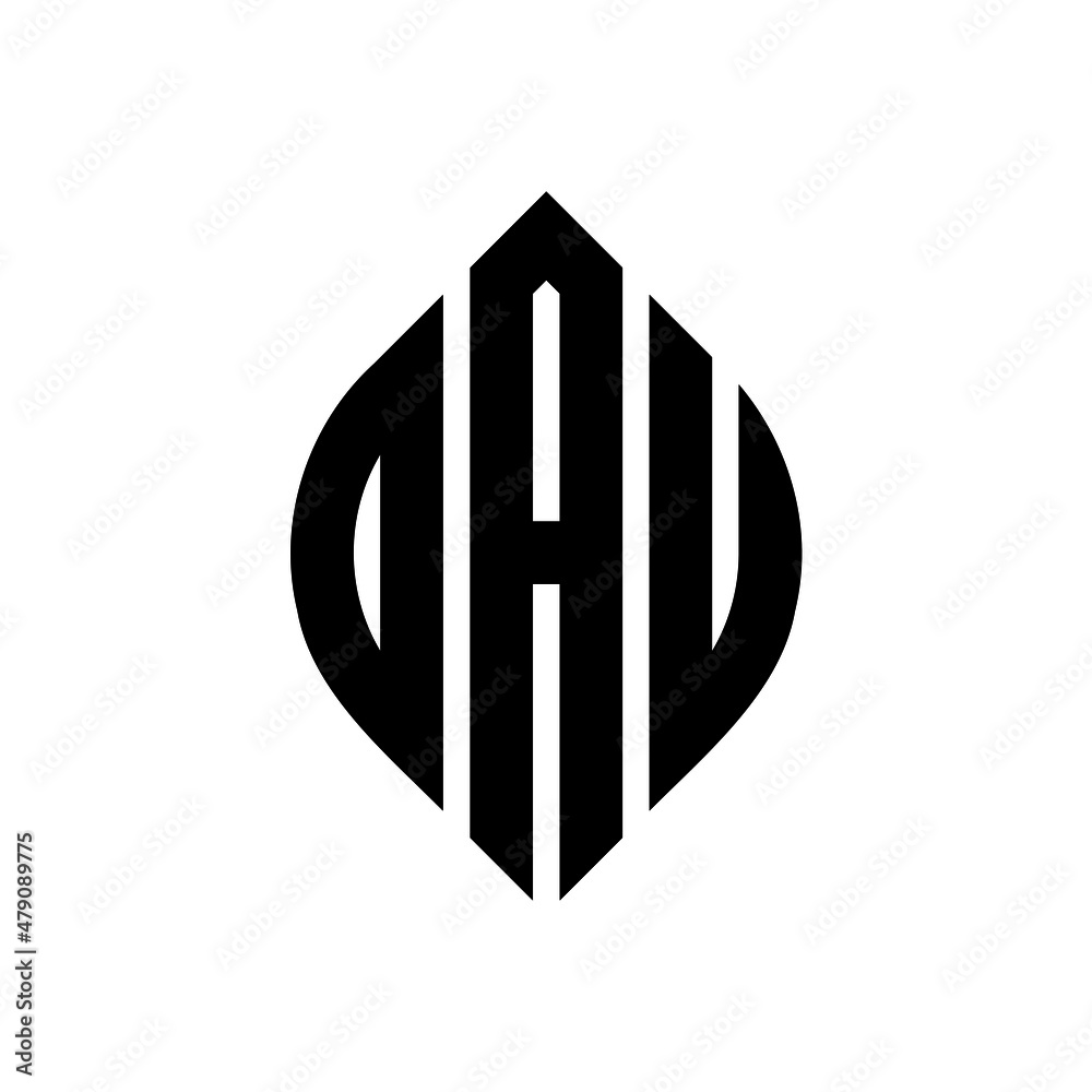 DAU circle letter logo design with circle and ellipse shape. DAU ...
