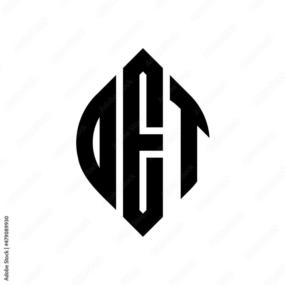 DET circle letter logo design with circle and ellipse shape. DET ...