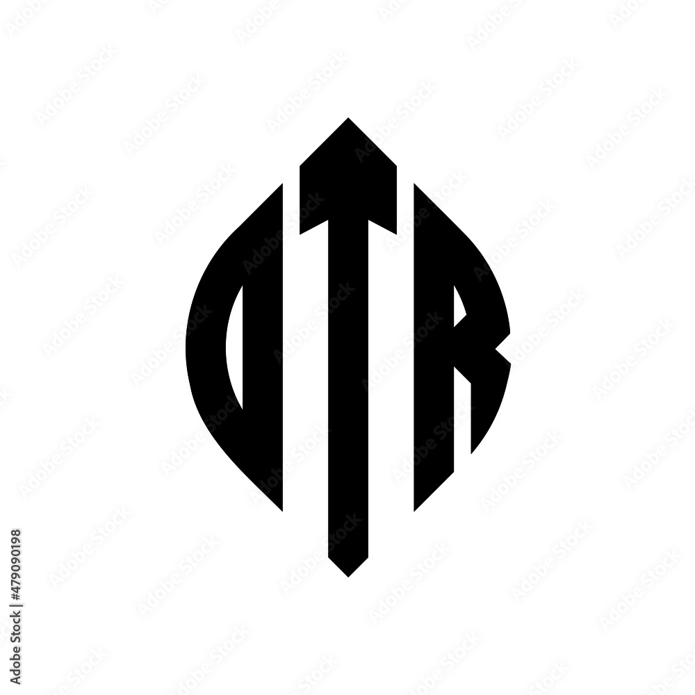 DTR circle letter logo design with circle and ellipse shape. DTR ...