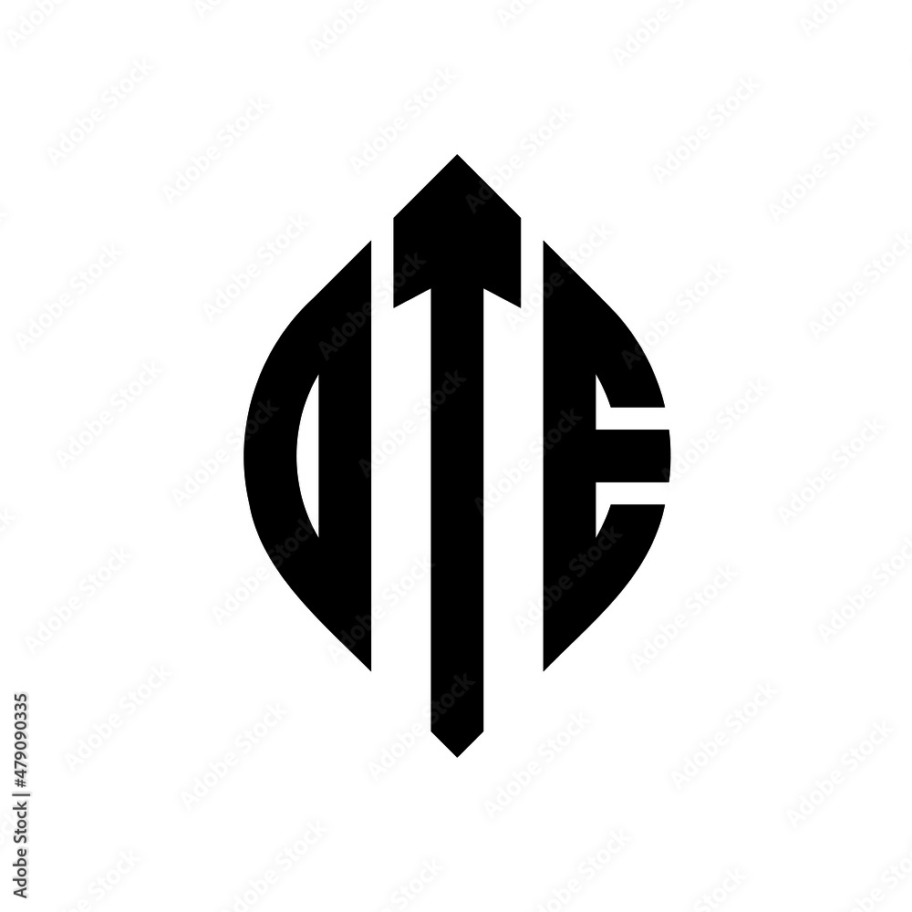 DTE circle letter logo design with circle and ellipse shape. DTE ...