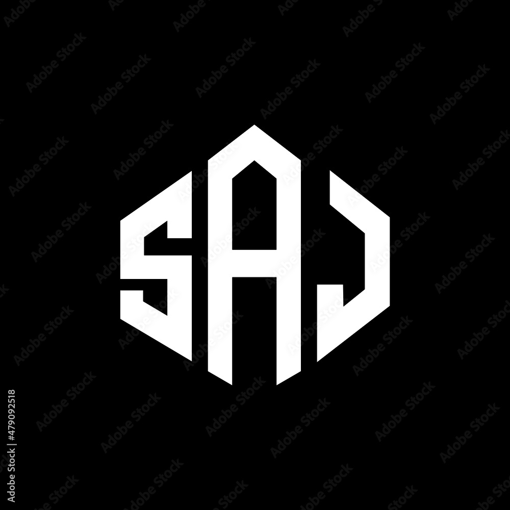 SAJ letter logo design with polygon shape. SAJ polygon and cube shape ...