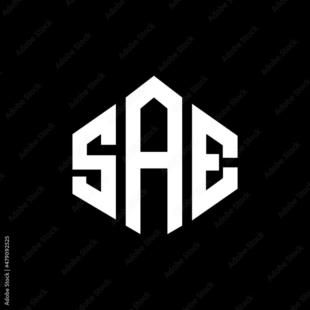 SAE letter logo design with polygon shape. SAE polygon and cube shape ...