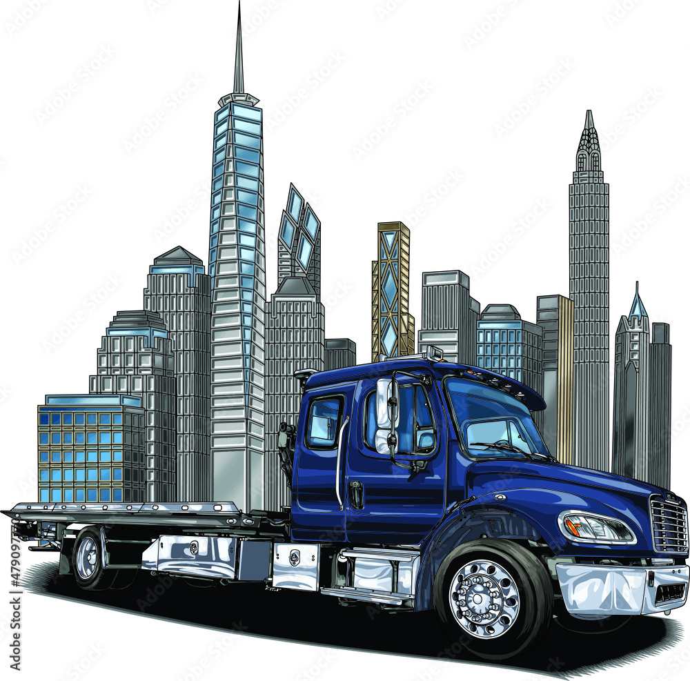 towing service isolated on white background for poster, t-shirt print ...