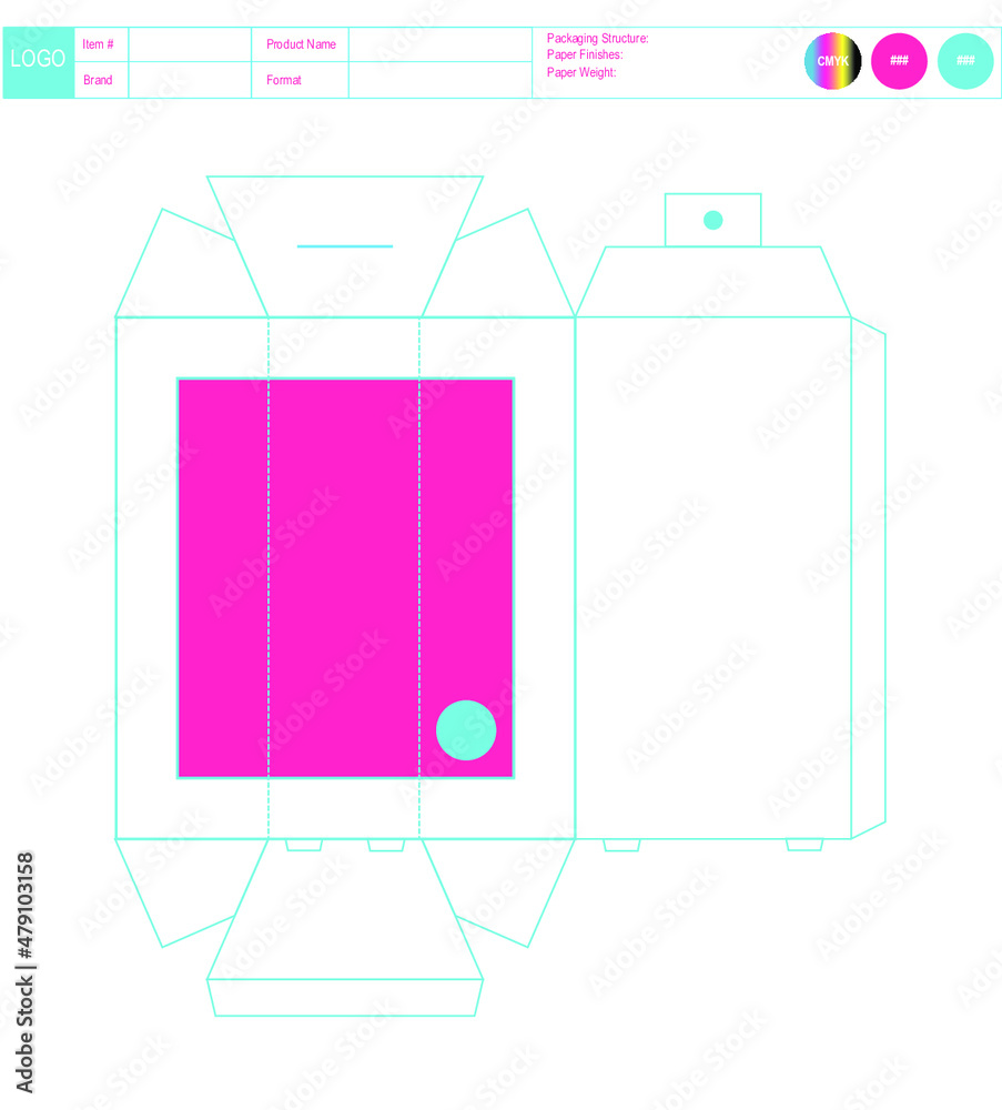 Custom Trapezoid Hang Tab Box with Window, Packaging Design Template ...