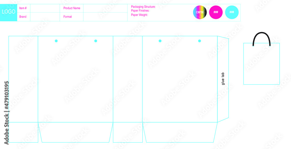 Customizable Bag Packaging Vector Illustration, Custom Dieline Scaled ...