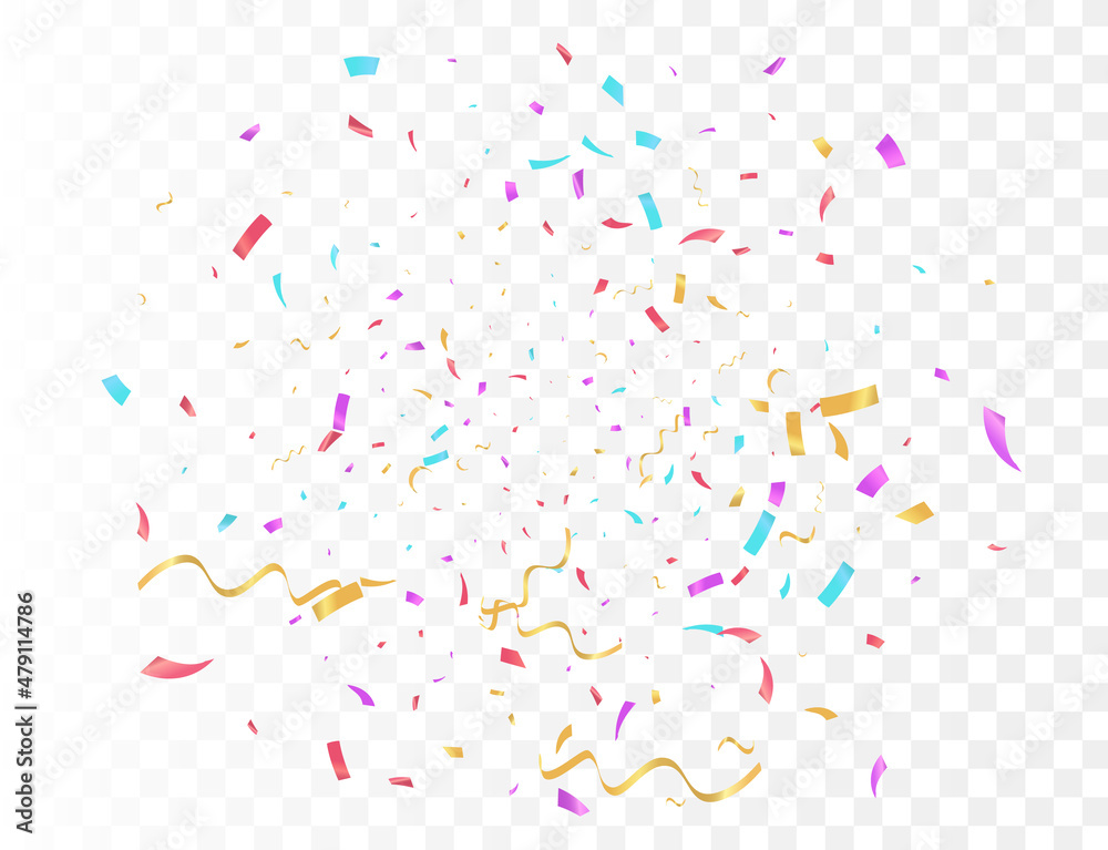 Confetti burst explosion On Transparent Background Color flying ribbons ...