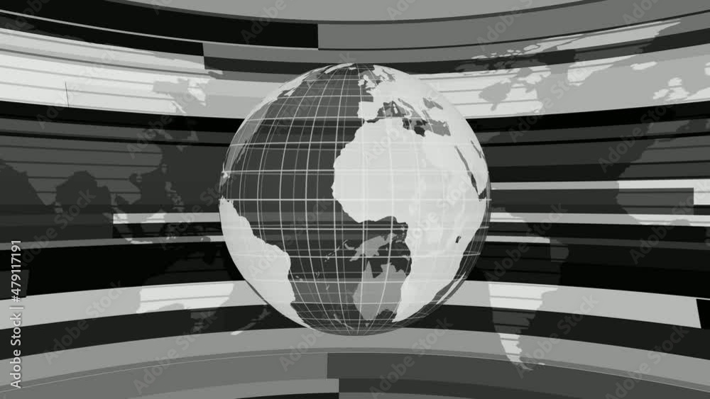 Digital world news background animation, Black white color 3d rotated ...