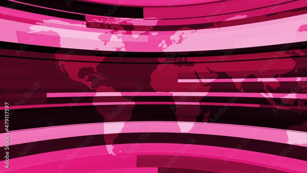 Pink color technology news background animation with earth map Stock ...