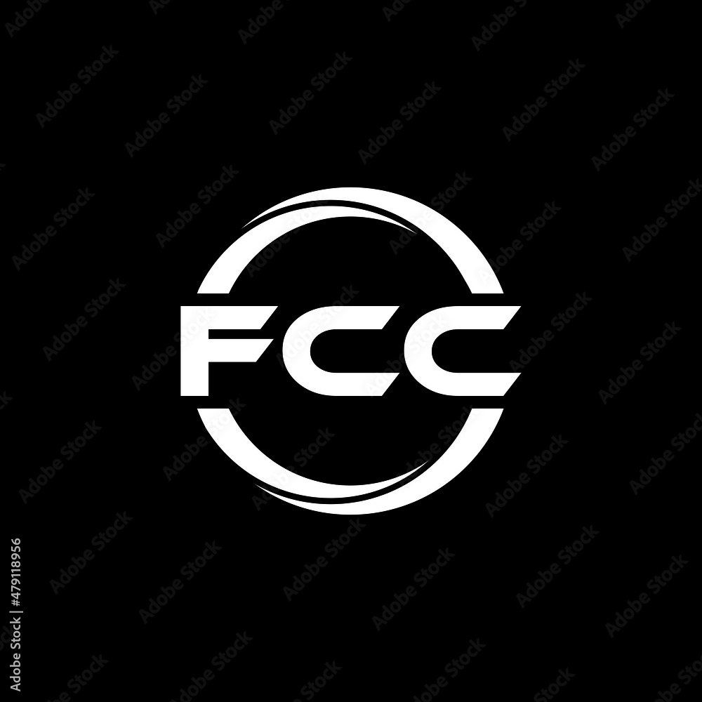 FCC letter logo design with black background in illustrator, vector ...