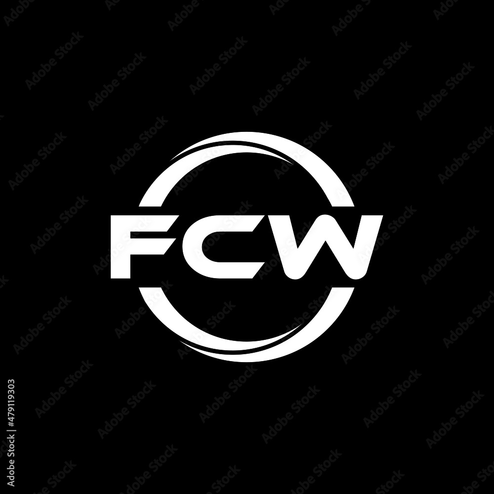 FCW letter logo design with black background in illustrator, vector ...